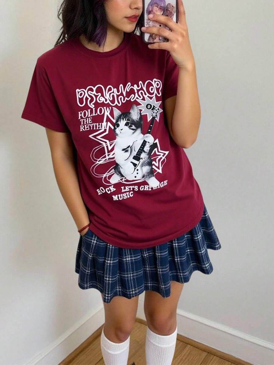 INAWLY Camiseta de manga corta casual, suelta, con cuello redondo ...