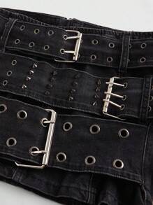 ROMWE Grunge Punk Y2K Vintage Punk Heavy Metal Niet Ösen Gürtel Dekor ...