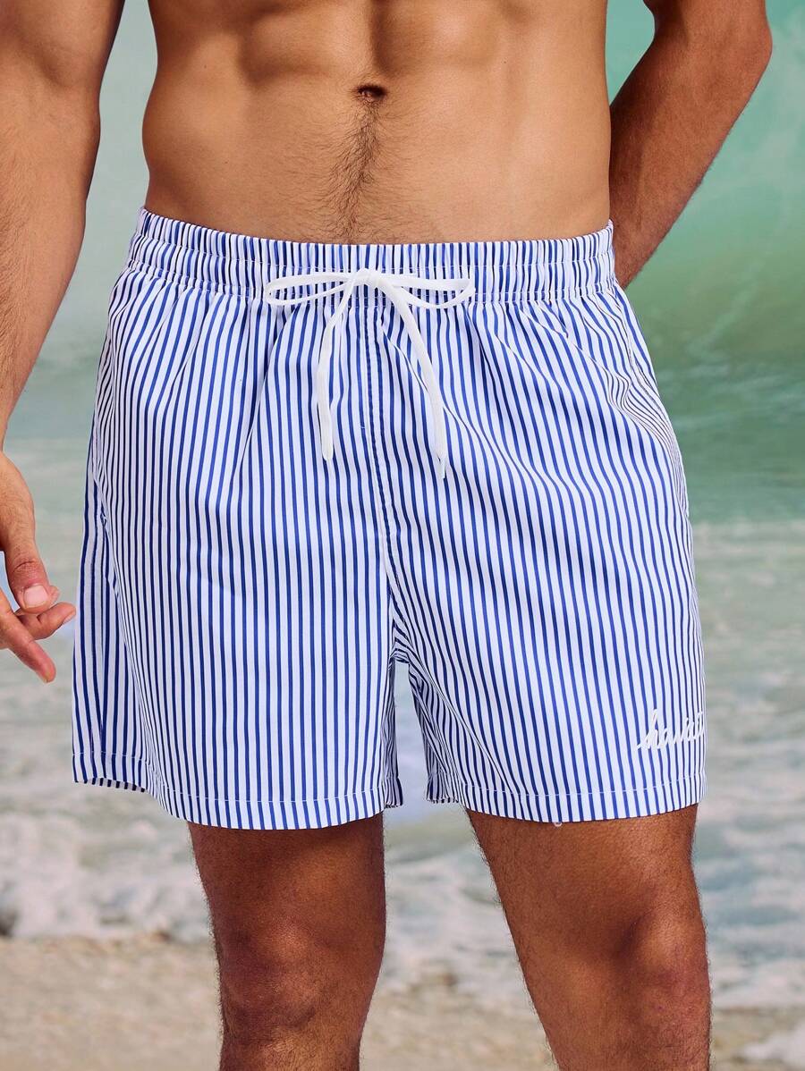 Manfinity Surfspeed Men's Vacation Casual Striped Beach Shorts Men Swim ...
