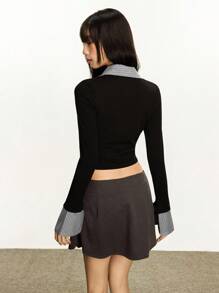 Rina Fox Striped Print Flounce Sleeve Shirt,Long Sleeve Tops Fall Cloth ...