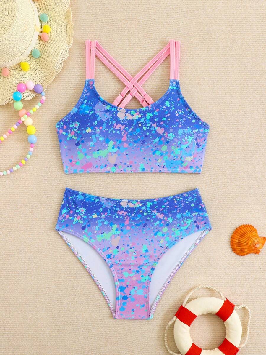 Sparklyn Tween Girls' Swimsuit, 2 Pieces Set With Spaghetti Strap ...