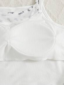 Tween Girls' Solid Mini Stripe 2 In 1 Floral With Padded Camisole Tank ...