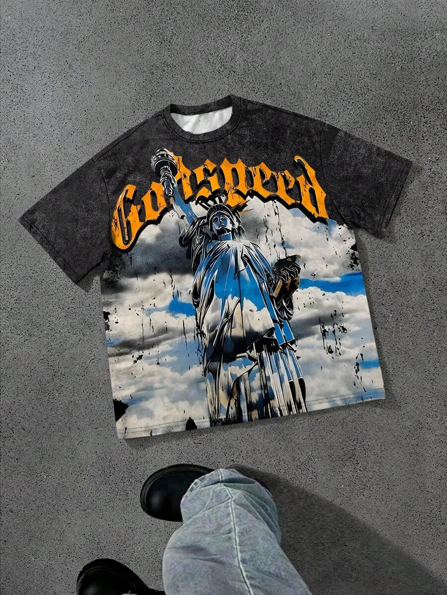 Manfinity Roghcode Manfinity Streetrush Letter & Statue Print Round ...