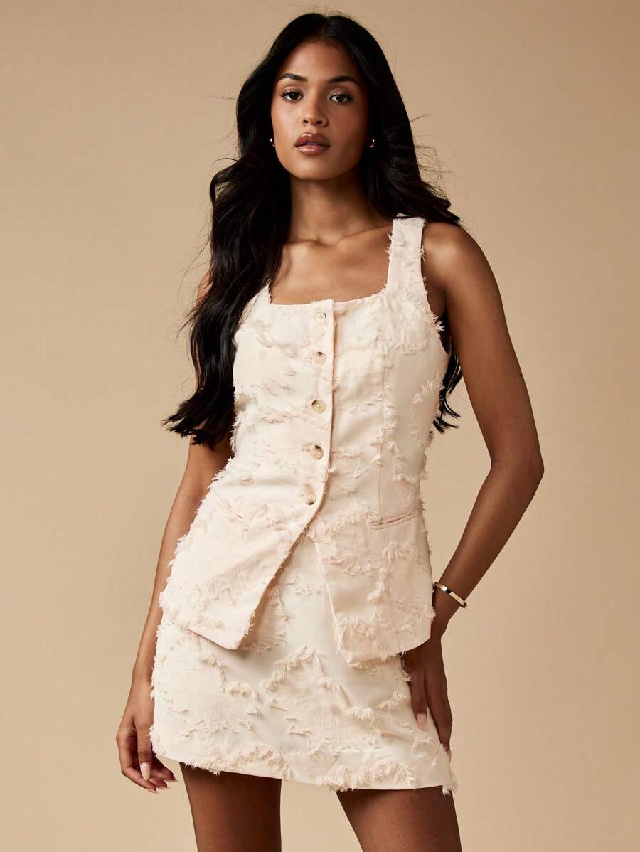 MISSGUIDED Strukturierter Zweiteiler mit Rohem Saum aus Textilfaser mit ...