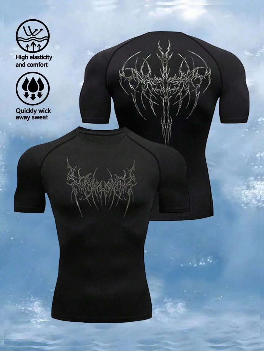 Manfinity Sport Corelite Men's Gothic Letter Print Round Neck Raglan ...