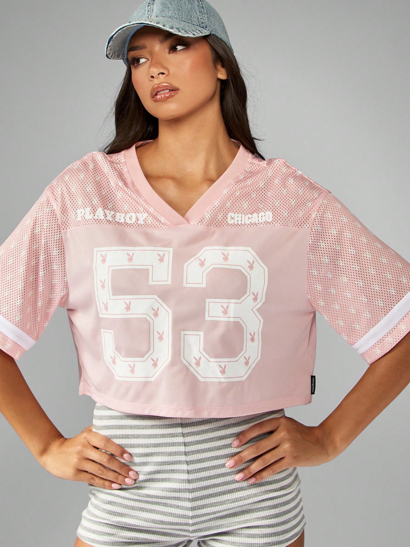 Missguided x Playboy Oversized Mesh Jersey Crop Top With Number Print ...