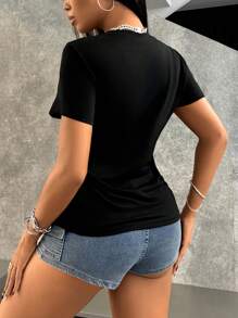 Rovax Women's Black Short Sleeve T-Shirt Summer Streetwear City Break ...