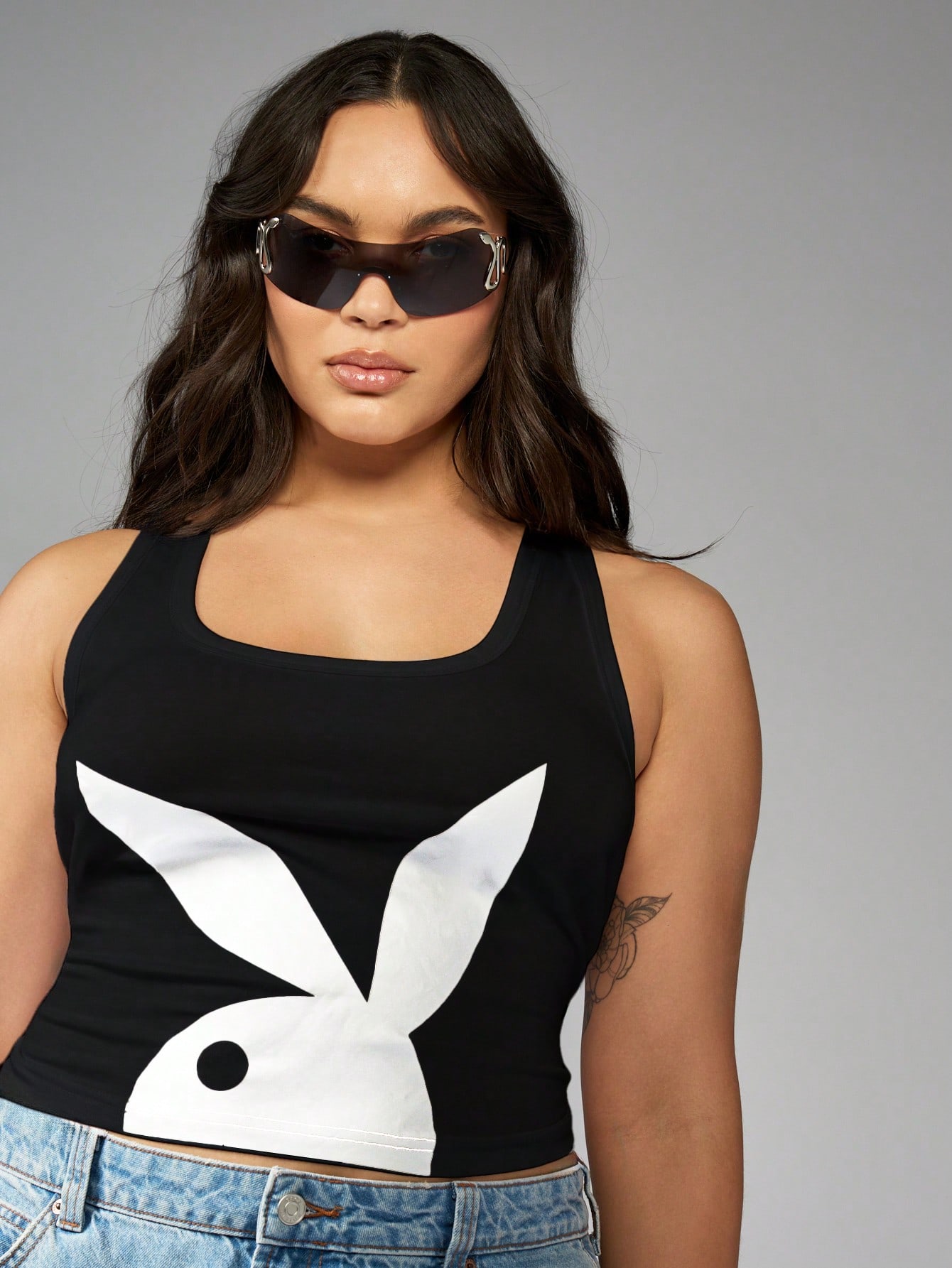 MISSGUIDED PLUS x Playboy Oversized Bunny Vest Top｜MISSGUIDED