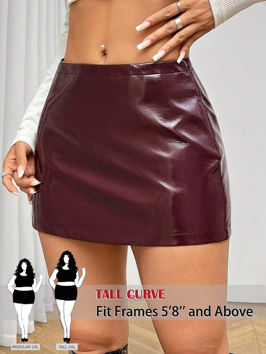 SHEIN Tall CURVE Saias Minis de Cintura Baixa Ajustadas Tamanhos ...
