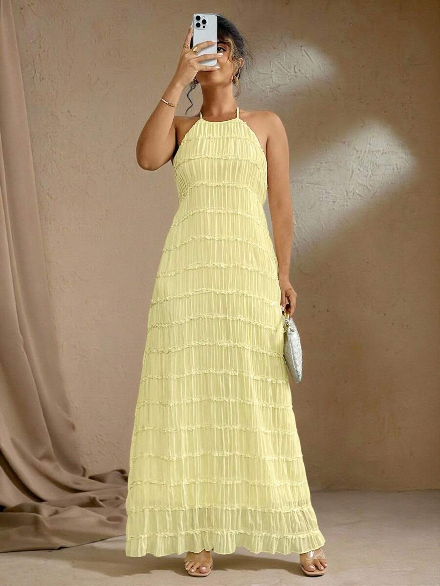 Roveilla Plus Size Yellow Summer Elegant Tea Party Holiday Textured ...