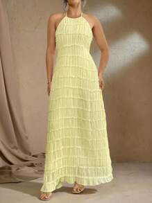 Roveilla Plus Size Yellow Summer Elegant Tea Party Holiday Textured ...