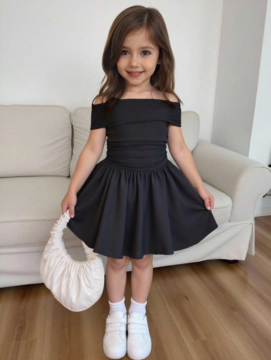 Young Girl Casual Elegant High-End Streetwear Solid Color Off Shoulder ...