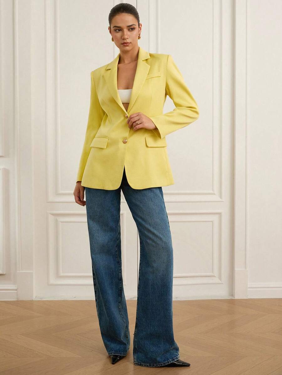 Aveloria Blazer oversize in tweed tinta unita, stile pendolare | SHEIN ...