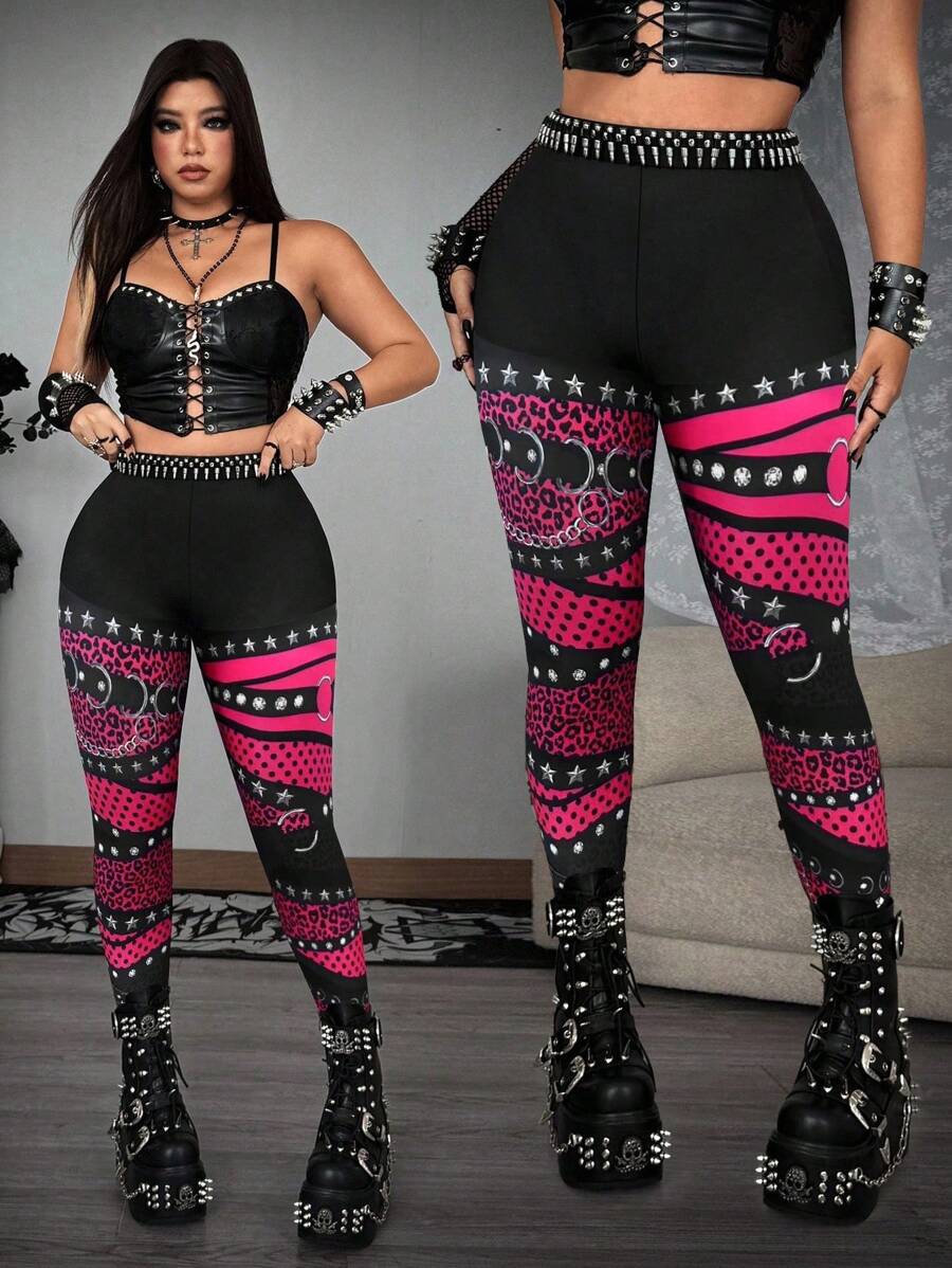 SHEIN Whyspr Grunge Punk Plus Size Punk Digital Print Long Base Layer ...