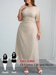 SHEIN Tall CURVE Plus Size Women's Crew Neck Bat-Wing Sleeve Casual ...