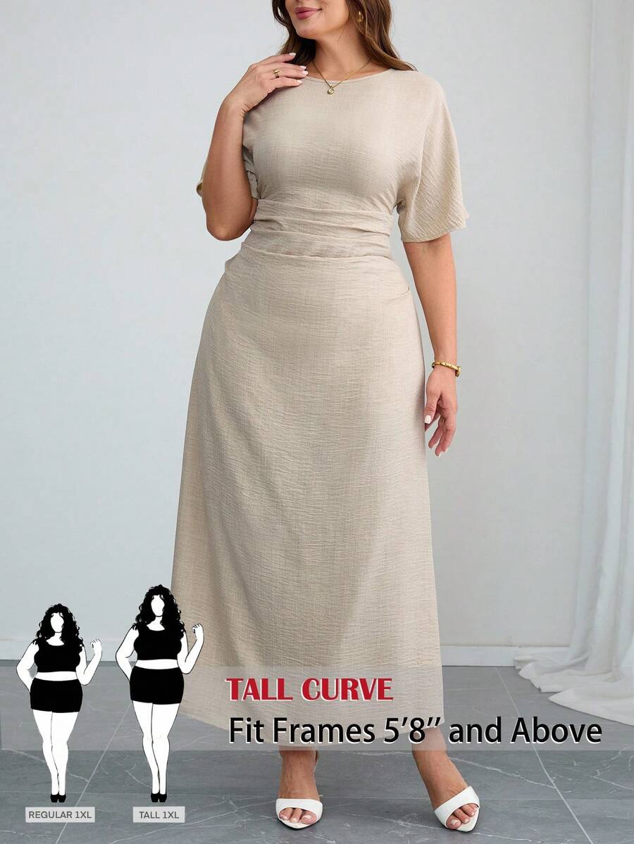 SHEIN Tall CURVE Plus Size Women's Crew Neck Bat-Wing Sleeve Casual ...
