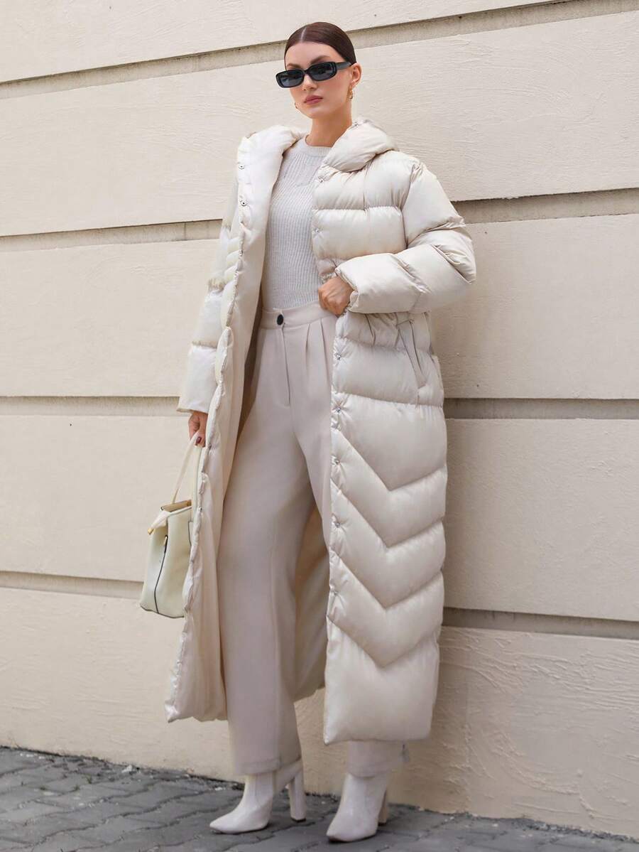 CLARA VERO Damen einfarbiger langer Wintermantel mit Kapuze | aktuelle ...