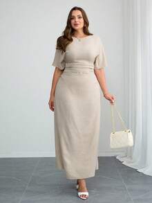 SHEIN Tall CURVE Plus Size Women's Crew Neck Bat-Wing Sleeve Casual ...