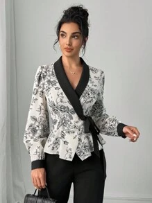 Elenzga Elegante romantische Urlaubs- & Pendler-Bluse mit Kragen und Seitenschleife für Frauen ...