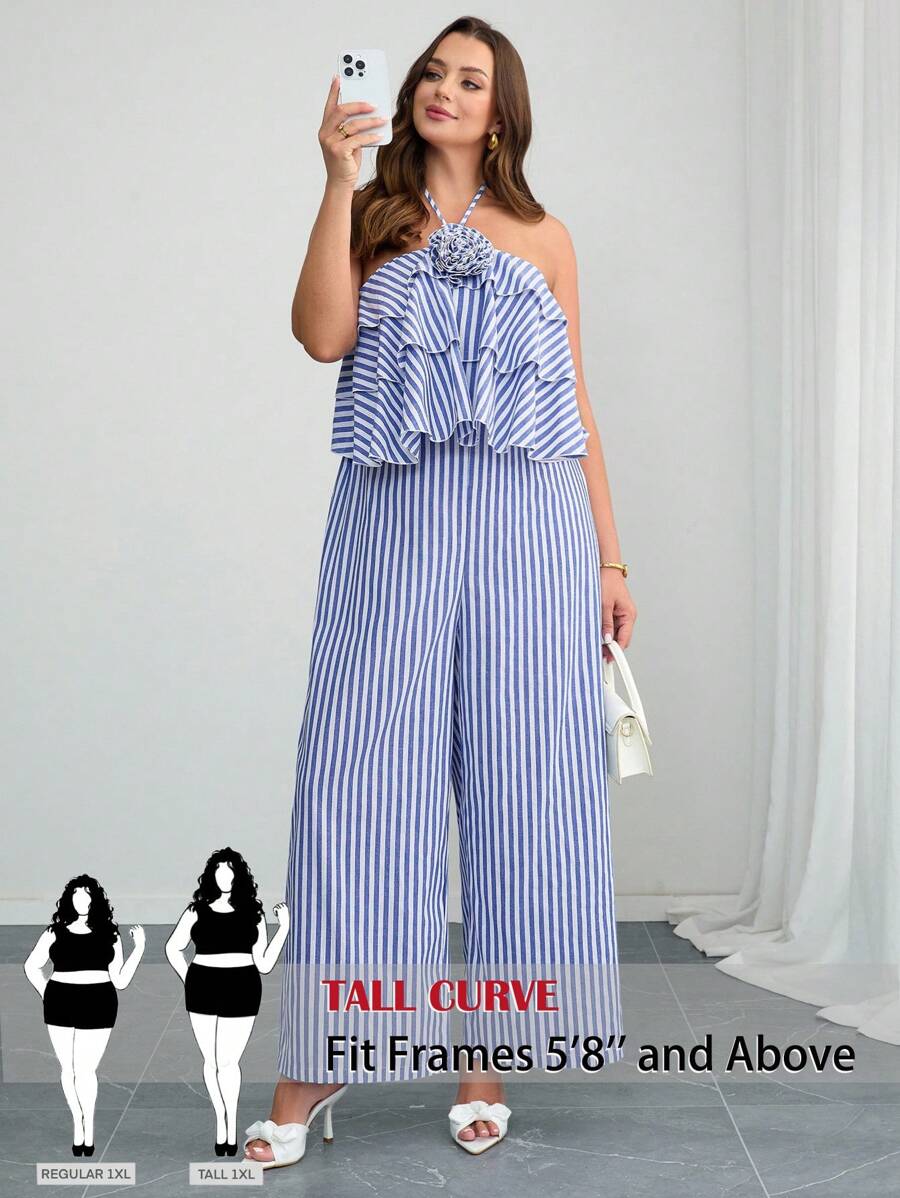 SHEIN Tall CURVE Plus Size Plus Striped Print Drop Clothes Women Woman ...