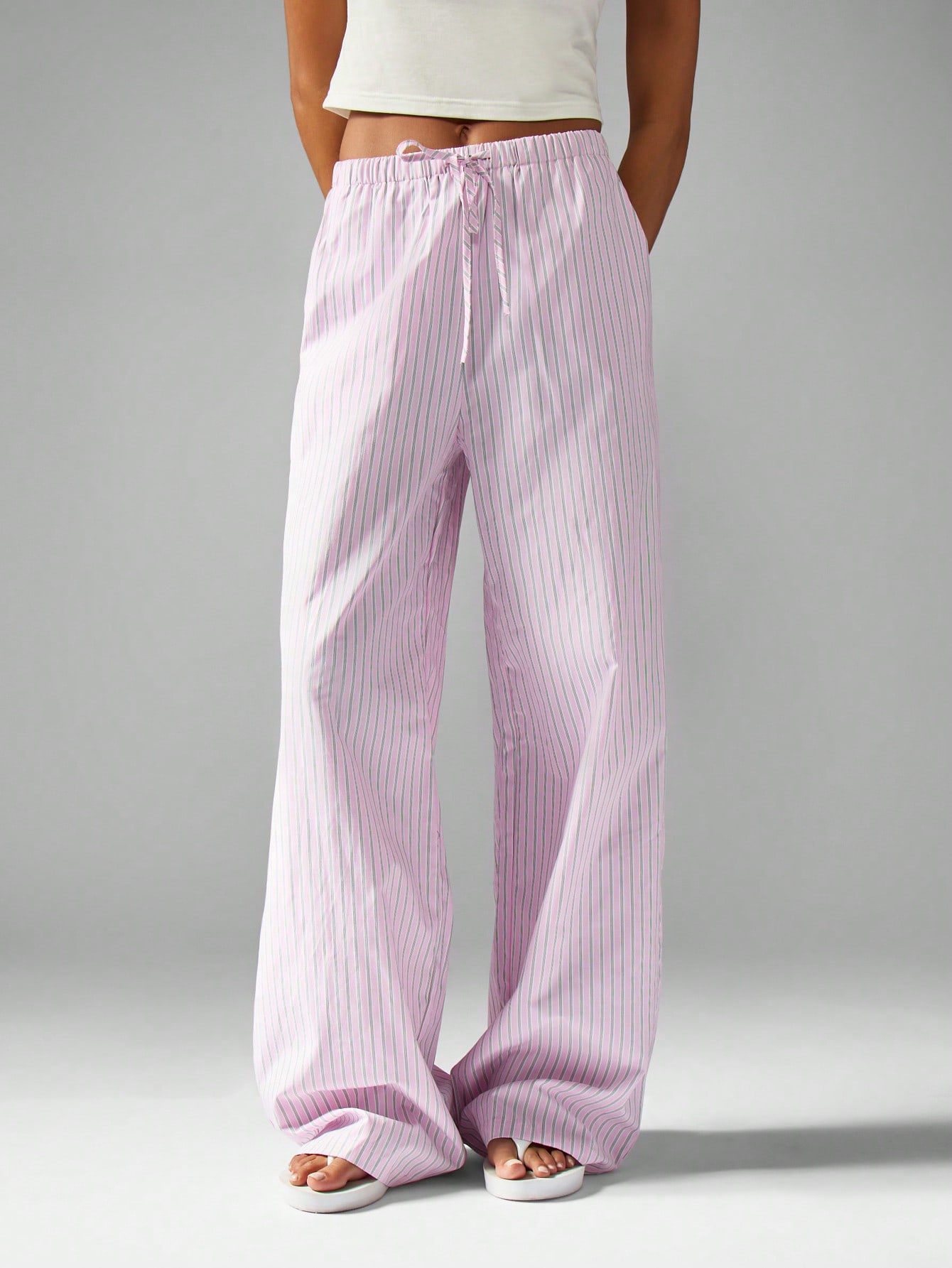 MISSGUIDED Striped Wide Leg Palazzo Pants With Drawstring｜MISSGUIDED