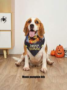 PETSIN 1 Piece Pet Halloween Drooling Towel, Halloween Funny Pumpkin ...