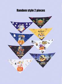 PETSIN 1 Piece Pet Halloween Drooling Towel, Halloween Funny Pumpkin ...