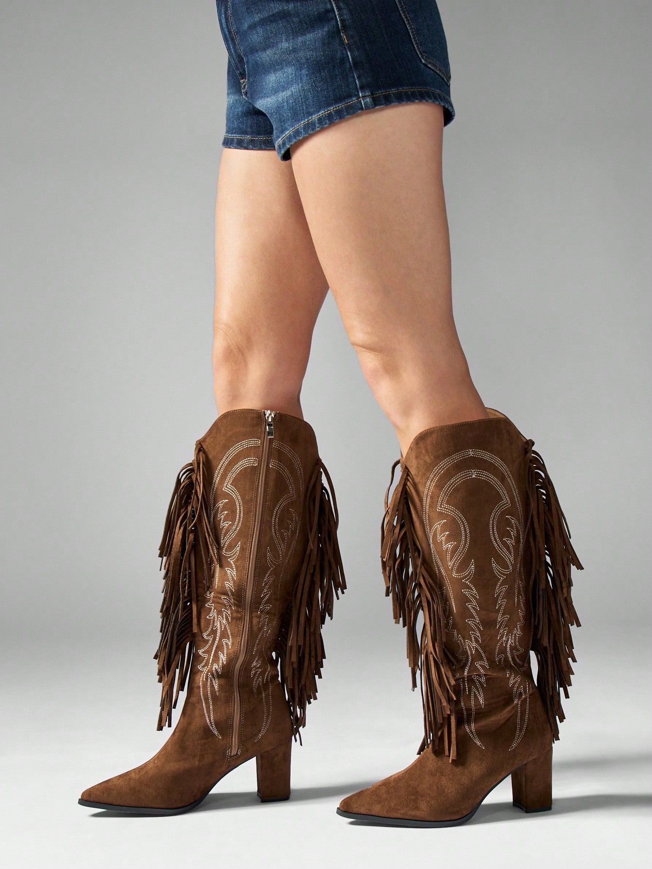 MISSGUIDED Western Knee High Boots With Fringe Detail｜MISSGUIDED