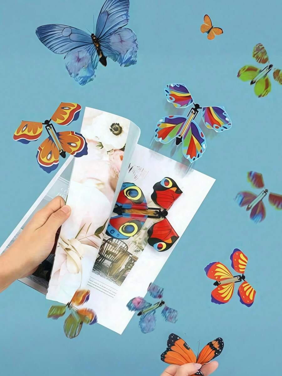 5PC Magic Wind Up Flying Butterfly, Rubber Band Powered Magic Fairy ...