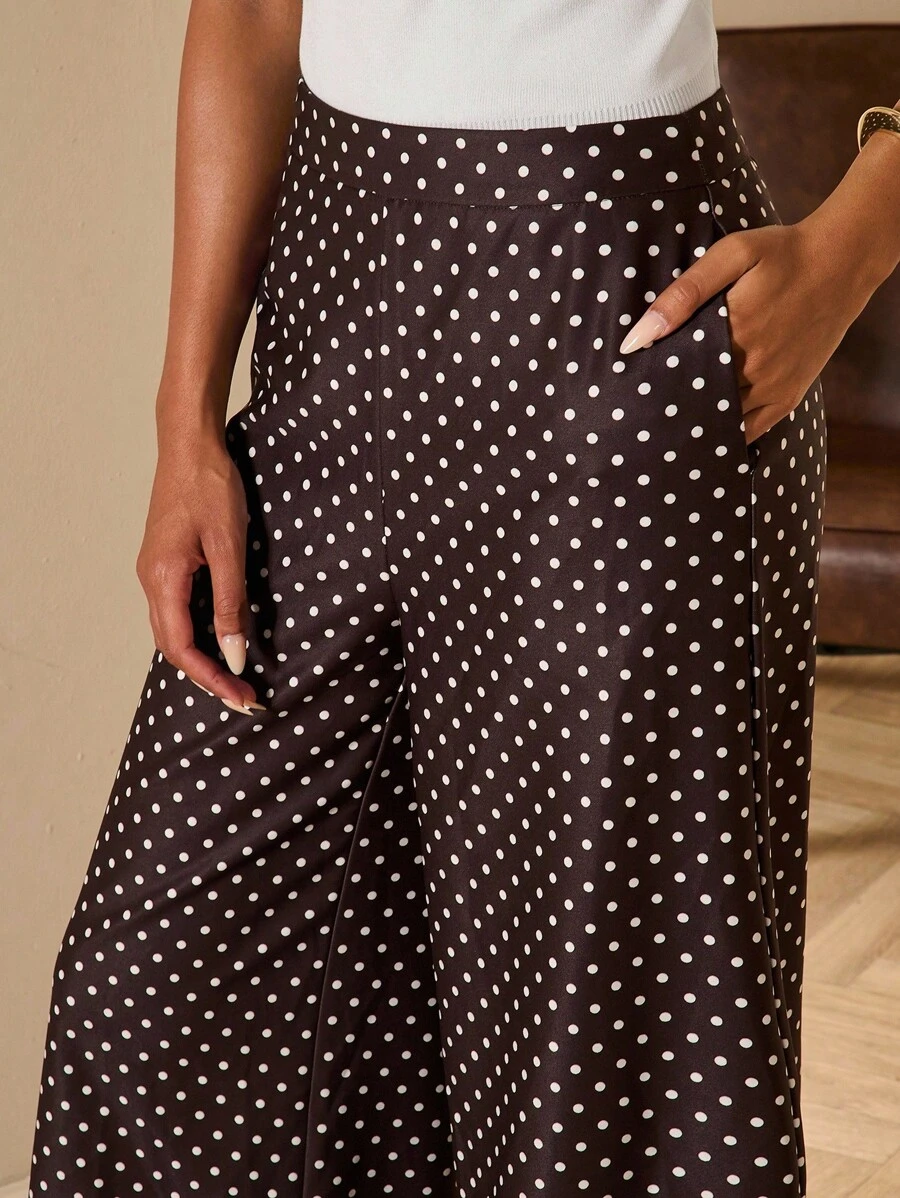 Lilora Women's Casual Polka Dot Print Wide Leg Pants Polka Dot Pants ...