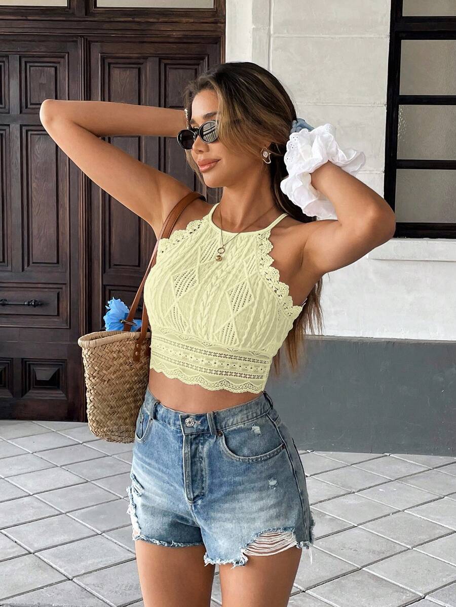 Serisse Einfarbiges figurbetontes kurzes Sommer-Camisole mit ...