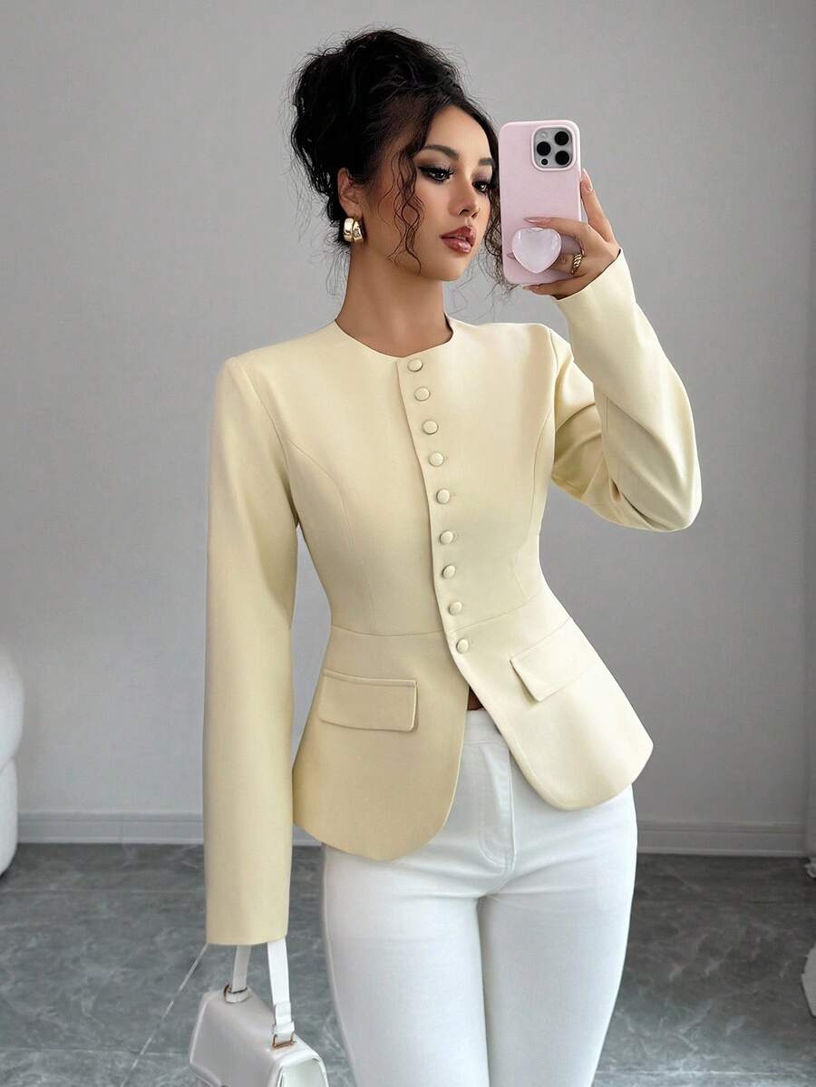 Elenzga Women's Elegant Formal Office Commute Casual Vacation Party Retro Teacher Autumn Solid ...