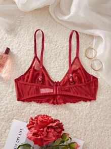 SHEIN Burgundy Push Up Lace Bra Perfect For Elegant And Lingerie Looks ...