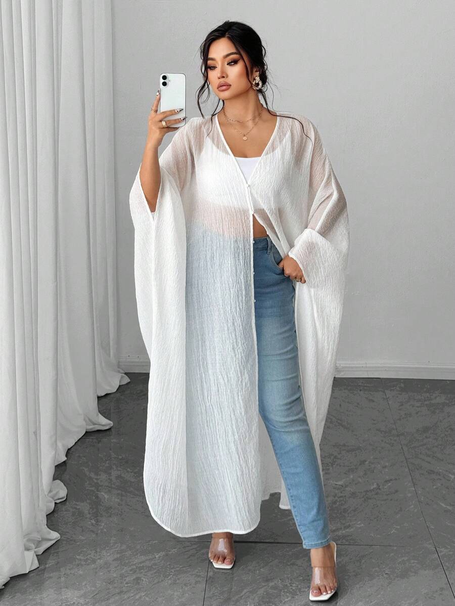 Elenzga Plus Size Flowy Minimalist Fashion Elegant Resort Jacket Fall ...