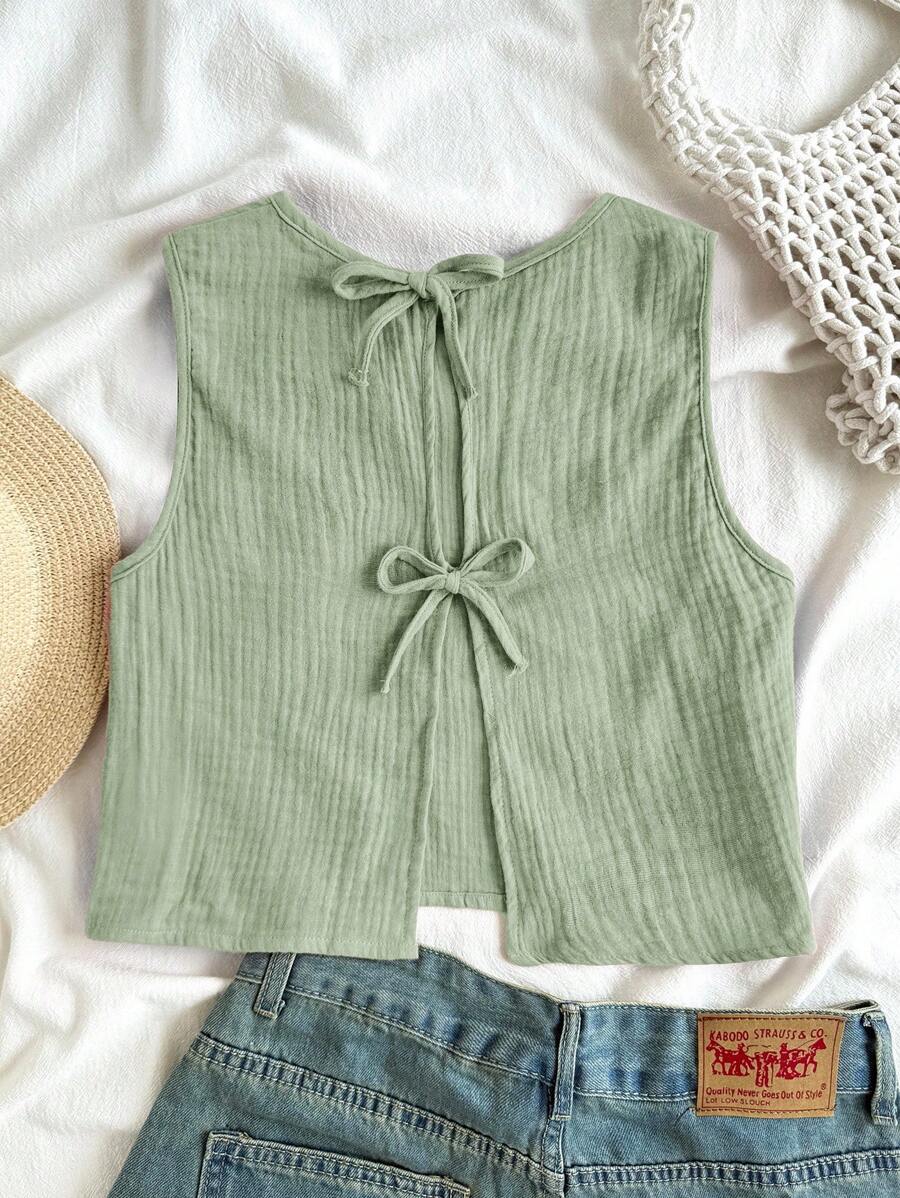 SHEIN Tween Mädchen Cut Out Schleife Rücken Lässig Trägerhemd ...