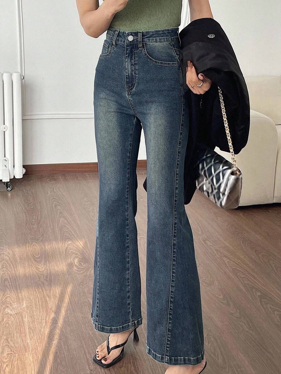 DAZY Jeans A Zampa Lavati Ad Acqua Per Donne | SHEIN ITALIA