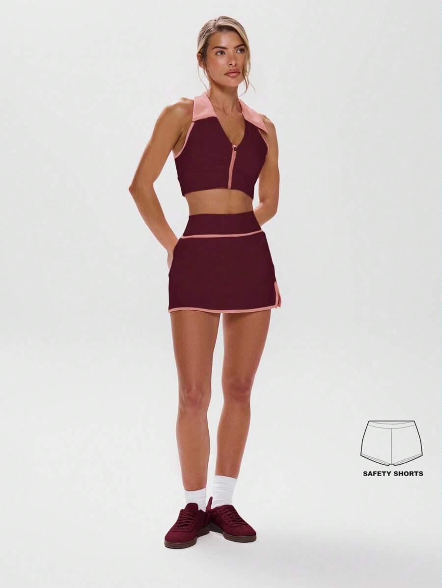 Musera Sport Kurzer Rock mit Kontrastbesatz für aktive Workouts, Gym ...