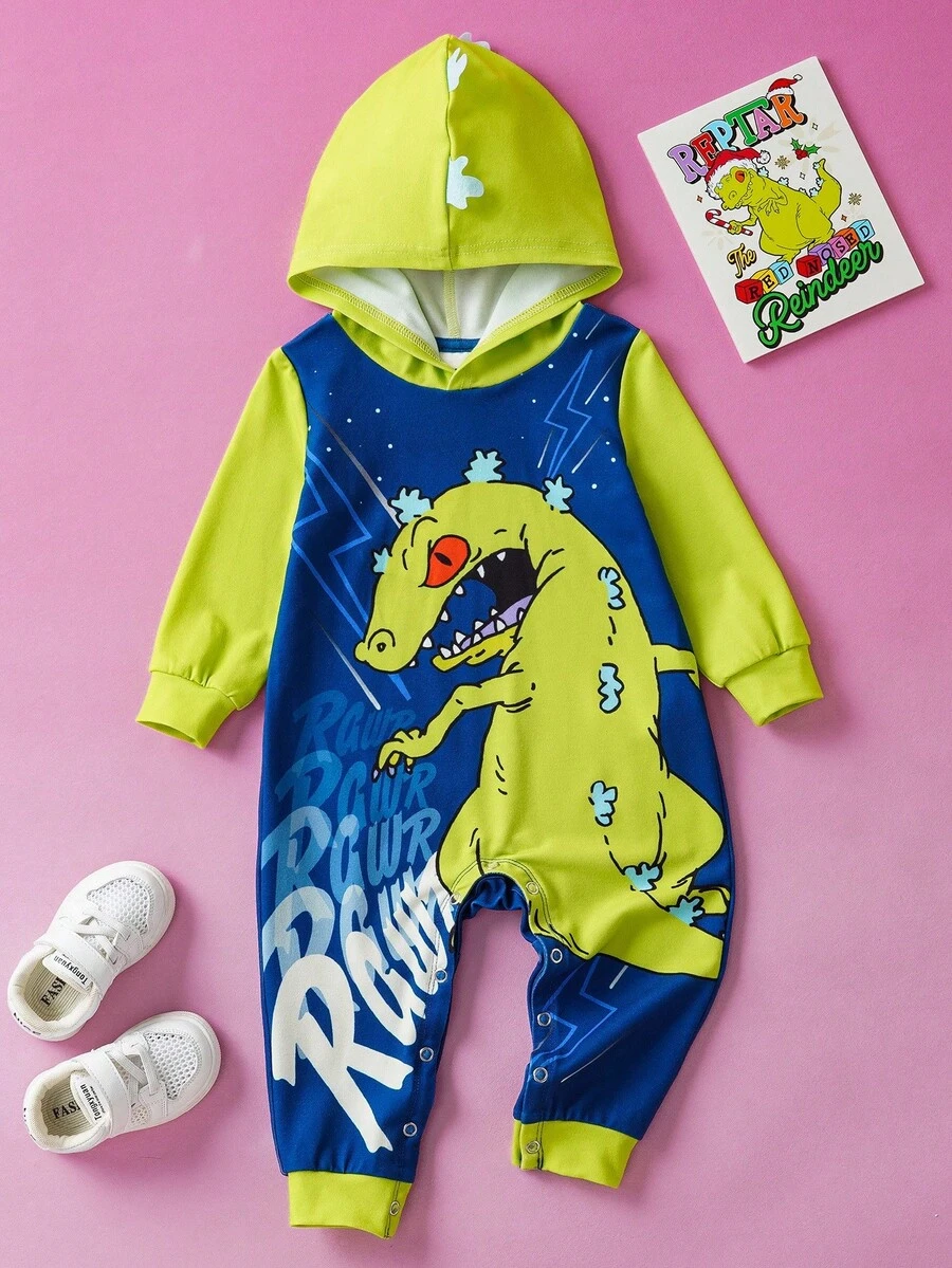 Nick 90s | SHEIN Pelele con capucha de manga larga con gráfico de ...