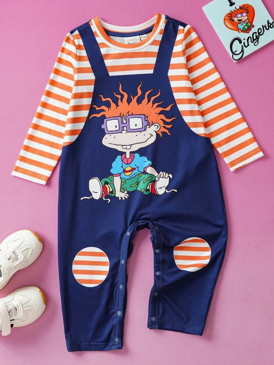 Nick 90s | SHEIN Baby Boy Cute Cartoon Figure Graphic & Striped Round ...