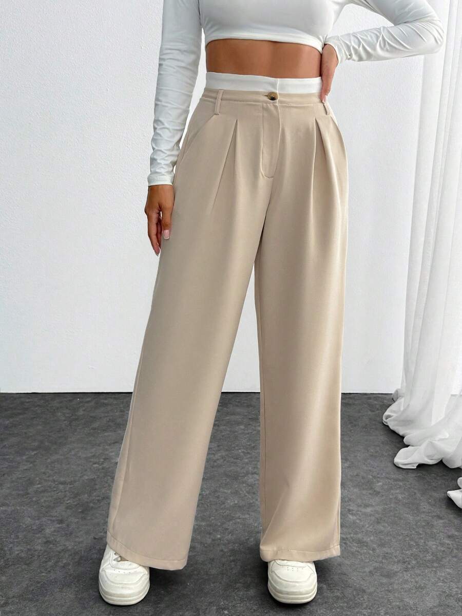 EURMUSE Pantalón largo de mujer para otoño, pantalón de traje, color ...