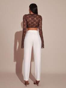 EURMUSE Damen, Herbst, Weiß, Hose, lange Länge, Knopf, Tasche, Lässig ...