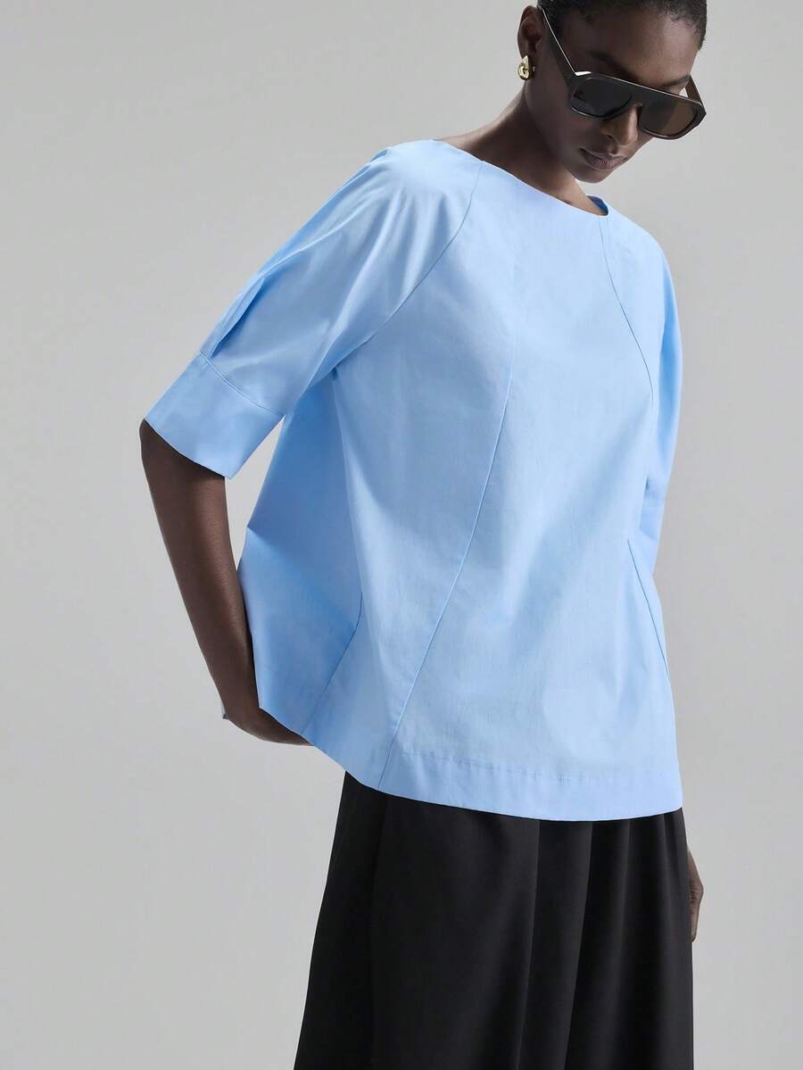 Ontre Blusa casual versátil de unicolor para mujer, primavera y verano ...