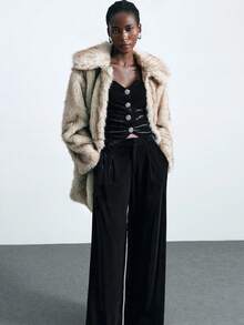 Maija 2pcs/Set Black Velvet Metallic Decor Strapless Bustier Top And ...