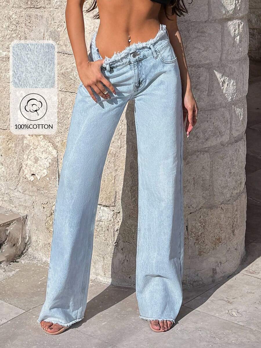 EURMUSE Pantalón de pierna ancha con cinturón, 100% algodón rígido ...