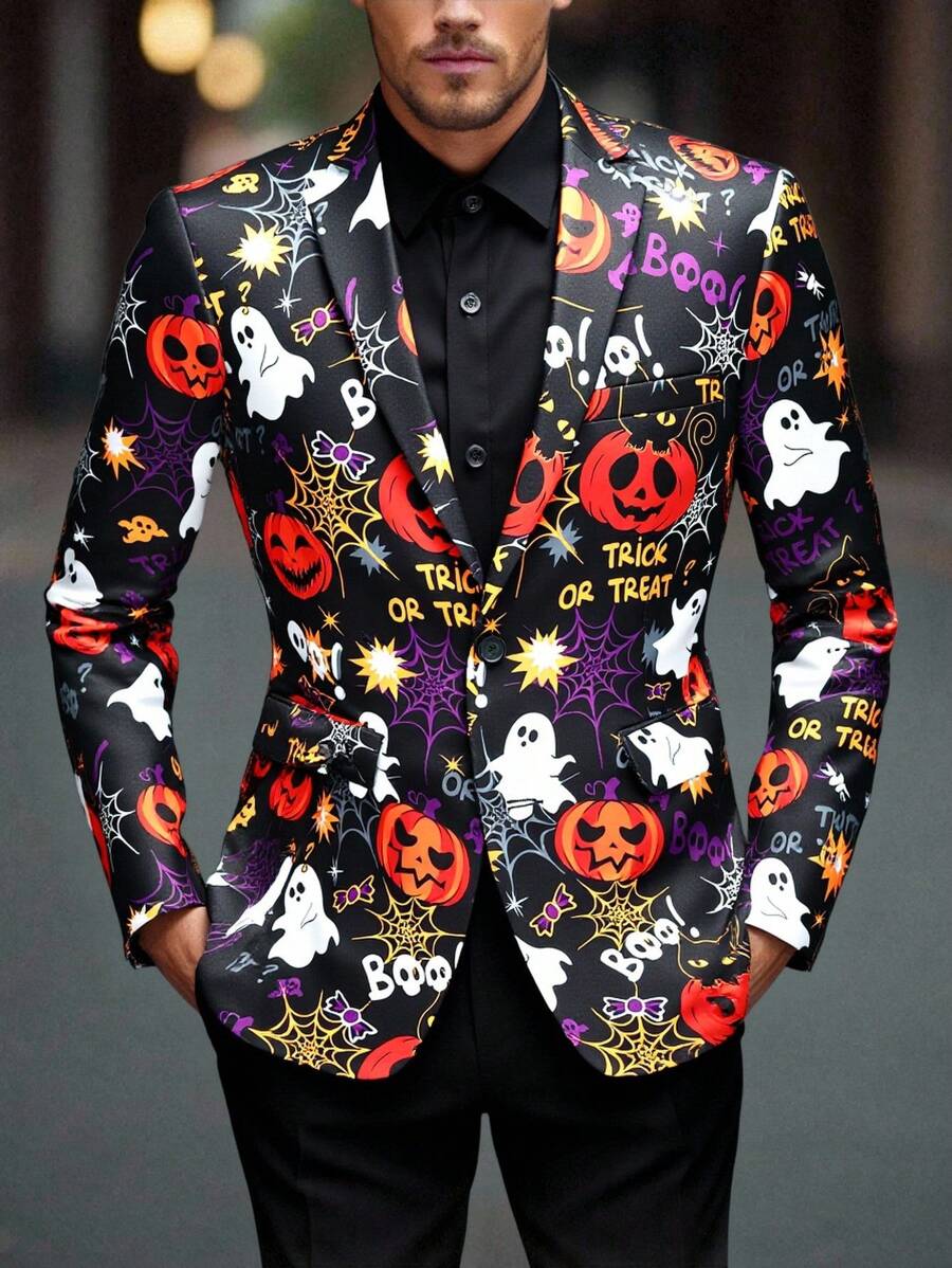 Manfinity AFTRDRK Blazer de manga larga informal con estampado de ...