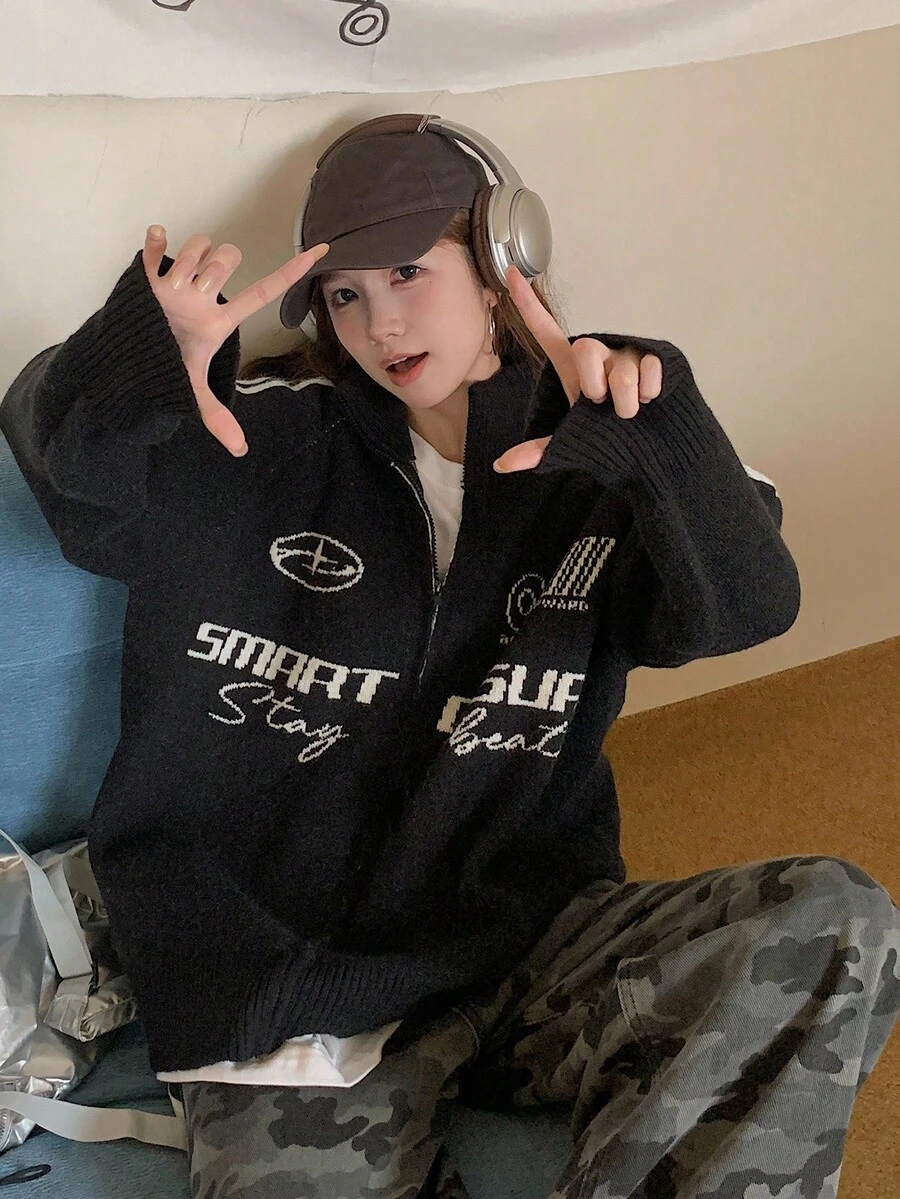 DAZY Cárdigan casual de estilo coreano con estampado de letras para ...