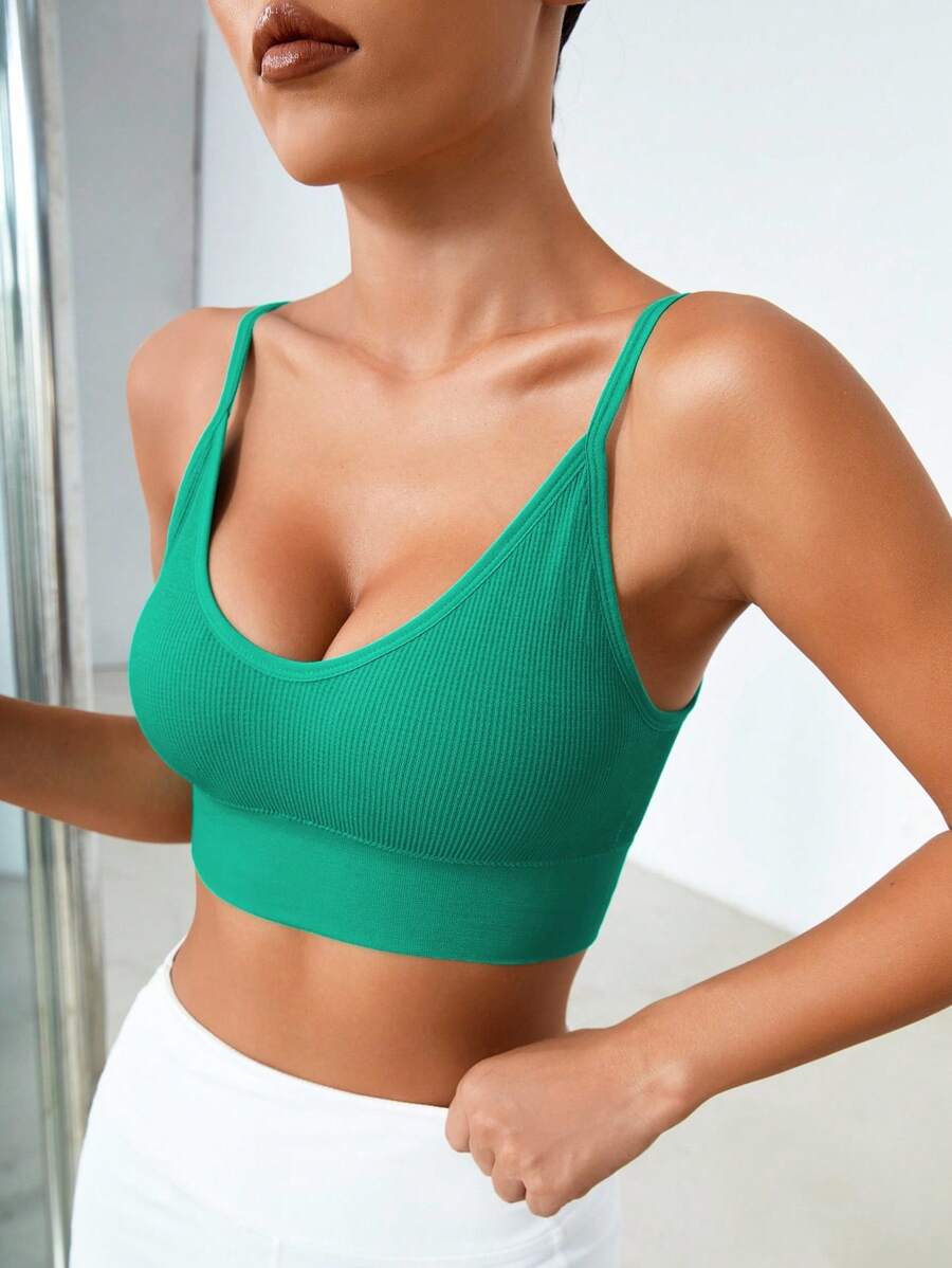 Studio SHEIN Sport Solid Sports Bra | SHEIN USA