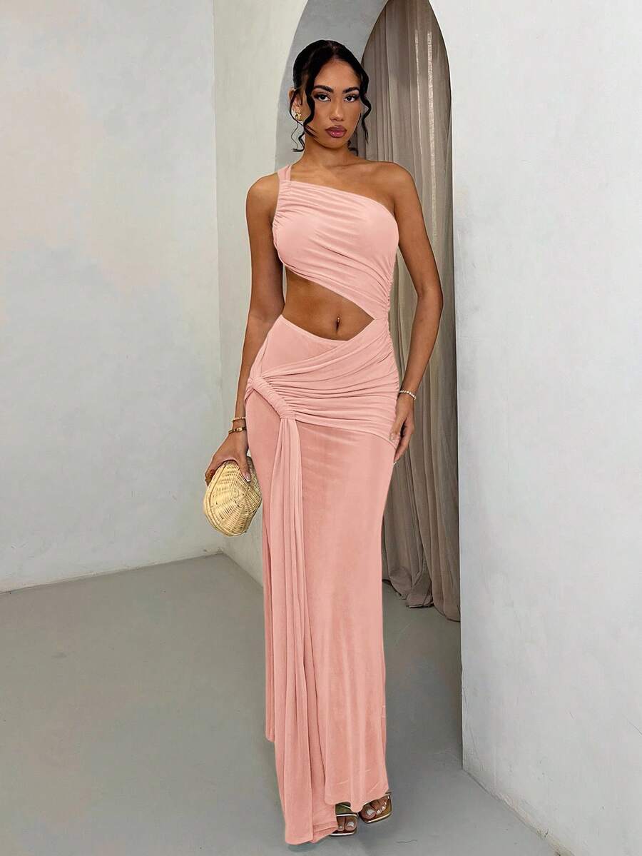 SHEIN BAE Damen grünes Sommer-Urlaubskleid im Asymmetrisch-Schulter ...