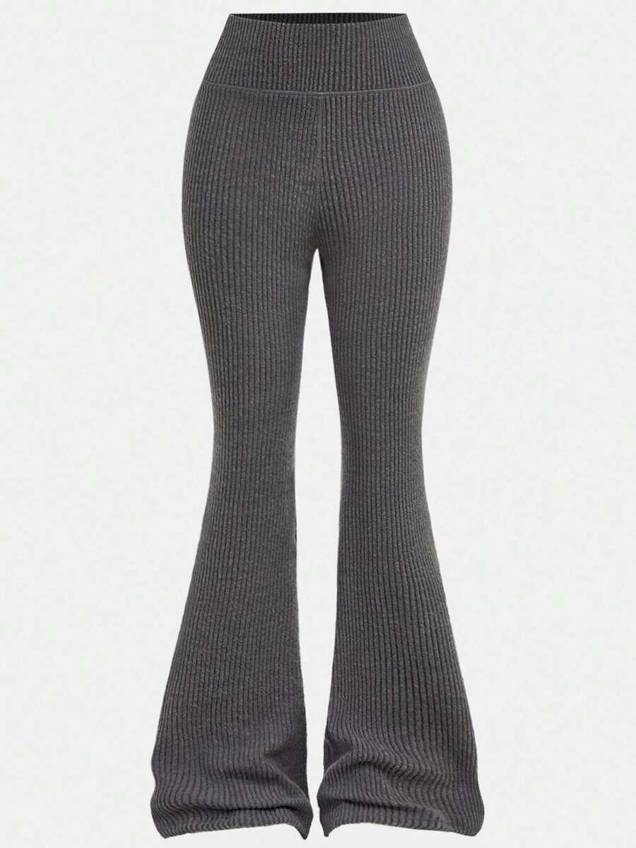 Girlism Ribbed Flared Leggings With Fleece Lining For Teen Girls Plain ...