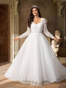 Aureia Plus Size Elegant White Spring Silky Formal Wedding Bridal Dress ...